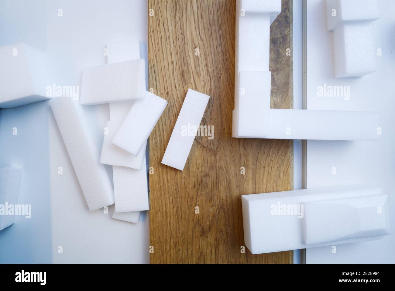 Top view of white architectural models. Architect's design thinking ...