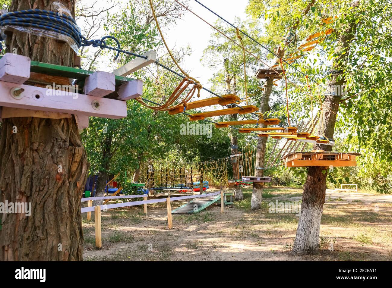 View of modern adventure park Stock Photo - Alamy