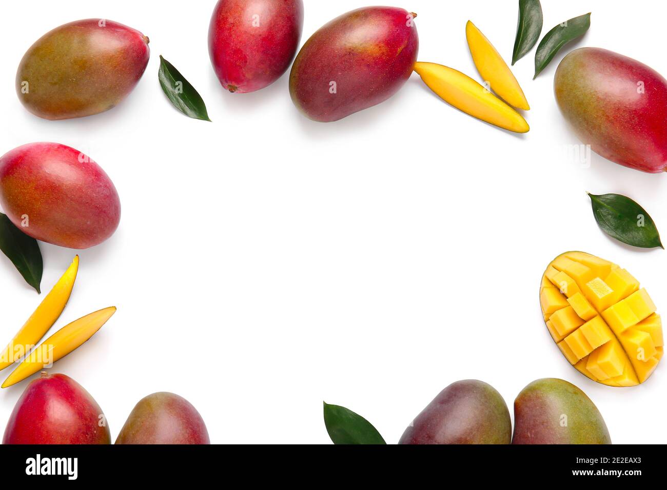 Frame made of sweet ripe mangoes on white background Stock Photo - Alamy