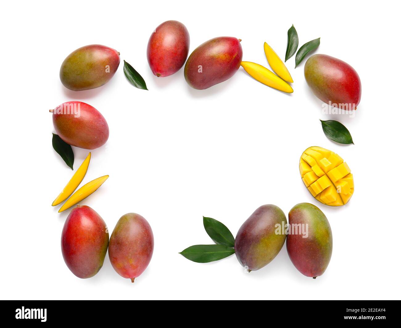 Frame made of sweet ripe mangoes on white background Stock Photo - Alamy