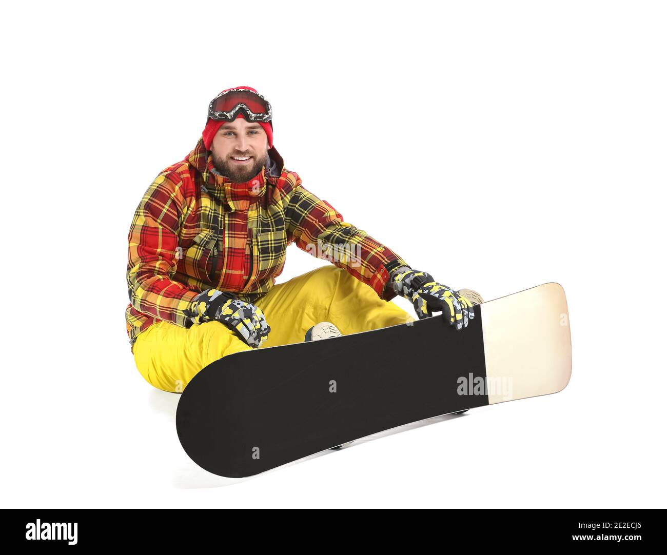 Male snowboarder on white background Stock Photo - Alamy