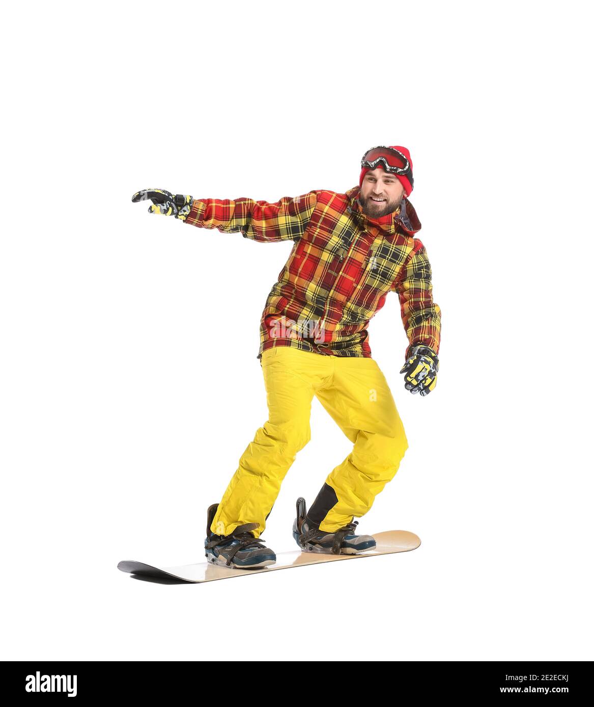 Male snowboarder on white background Stock Photo - Alamy