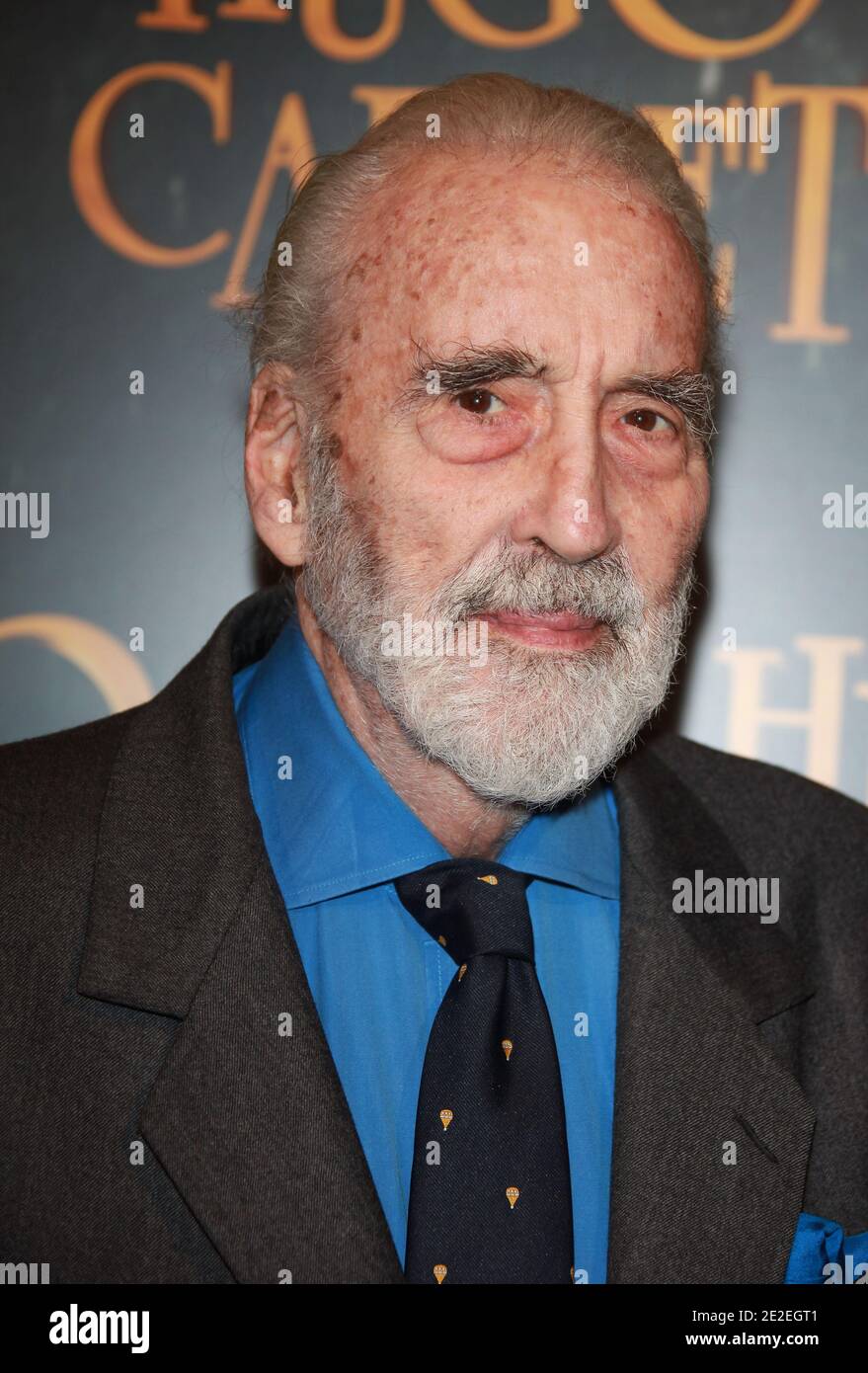 Sir Christopher Lee attending the French premiere of 'Hugo Cabret' held ...