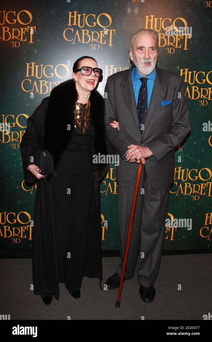 Sir Christopher Lee attending the French premiere of 'Hugo Cabret' held ...