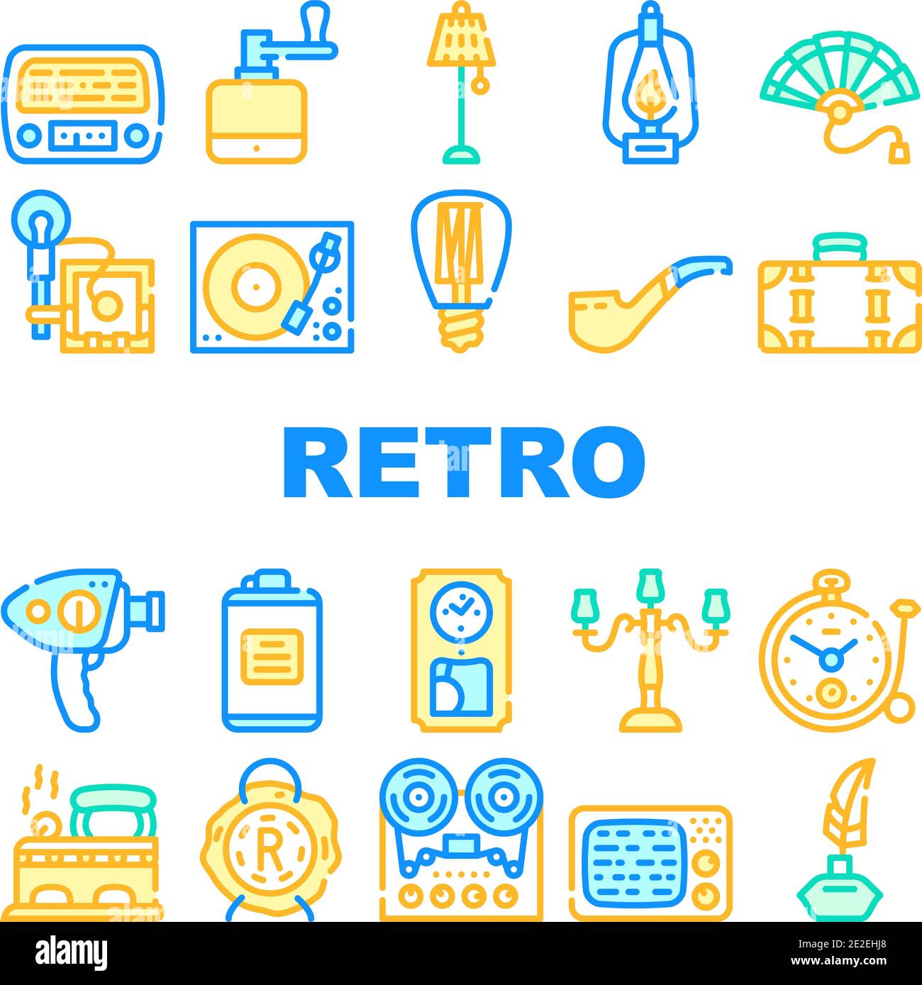 Retro Stuff Devices Collection Icons Set Vector Stock Vector Image ...
