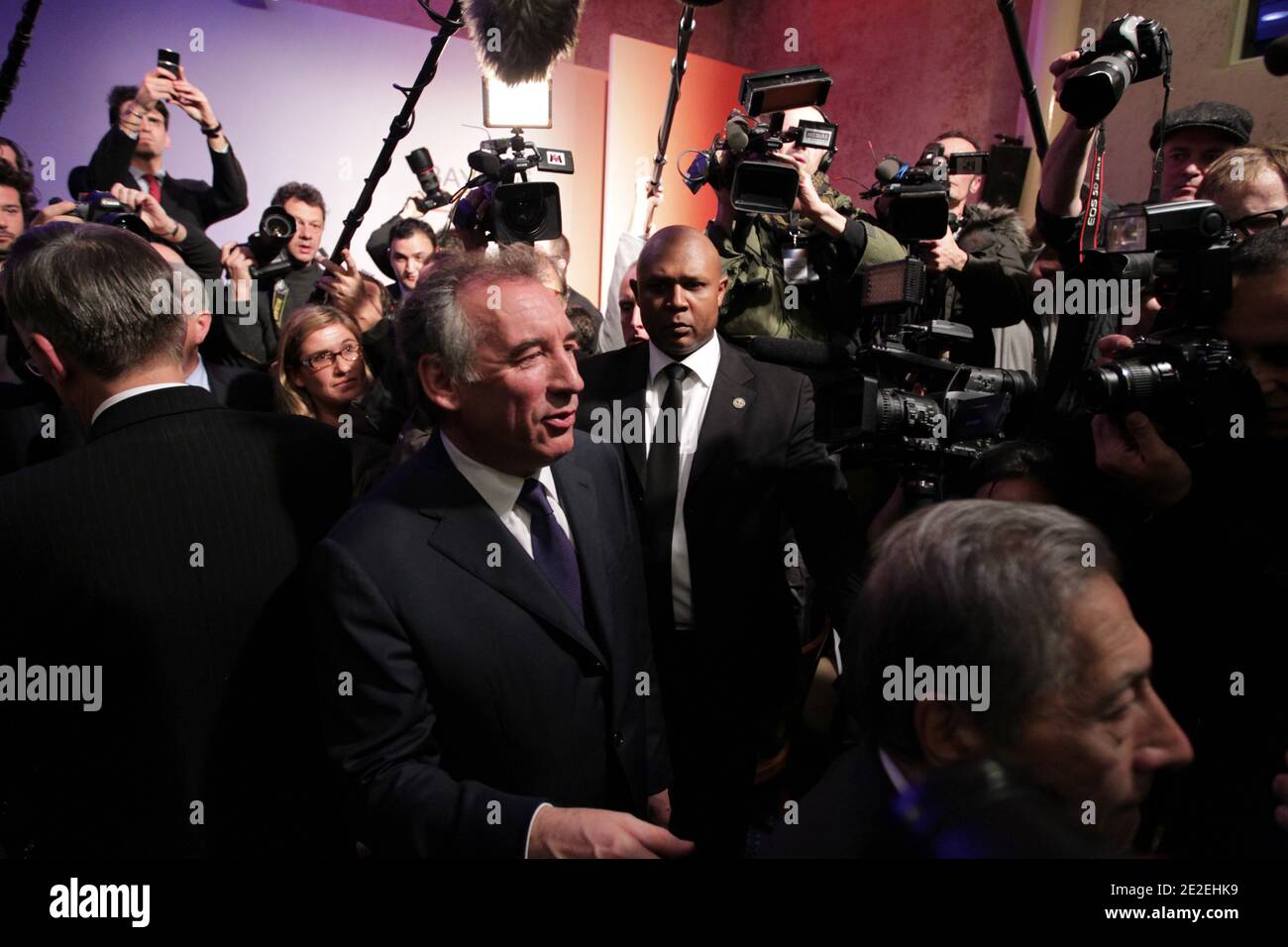 French Modem centrist party President Francois Bayrou gives a press ...