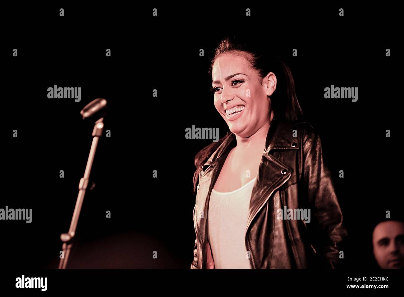 Singer Amel Bent performs live during a showcase at the 'Aquarium de ...