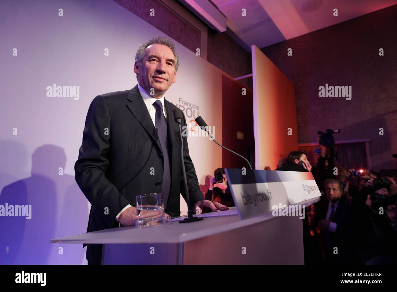 French Modem centrist party President Francois Bayrou gives a press ...