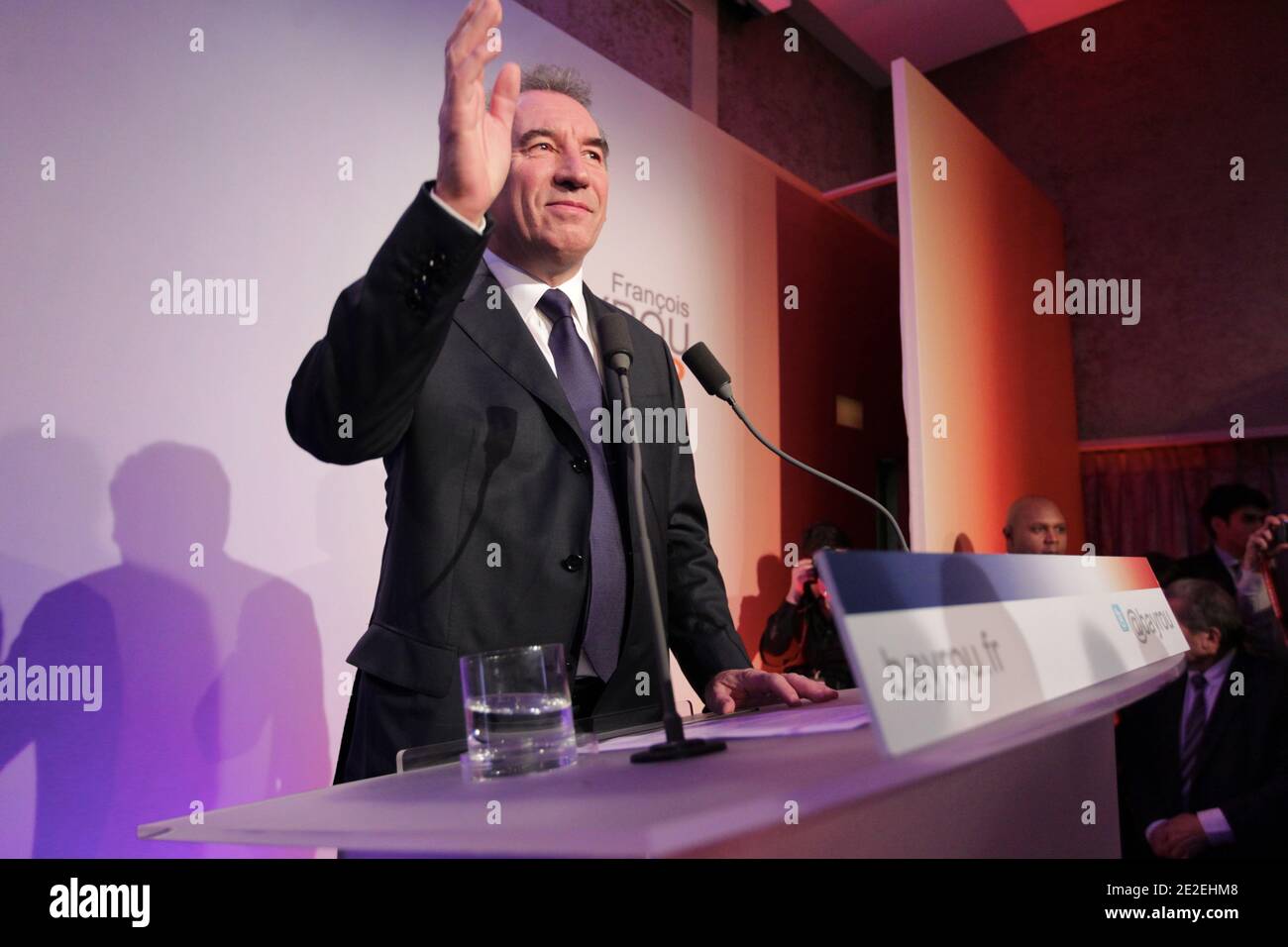 French Modem centrist party President Francois Bayrou gives a press ...