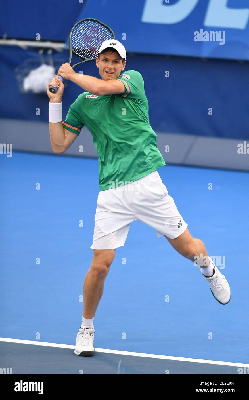 Delray Beach, Florida, USA. 13th Jan, 2021. Hubert Hurkacz of Poland Vs Sebastian Korda during ...