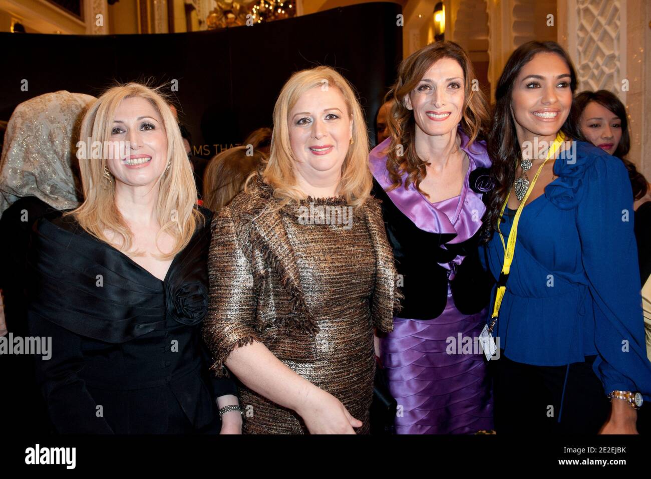 Former Palestinian First Lady Souha (Suha) Arafat (center) and her ...