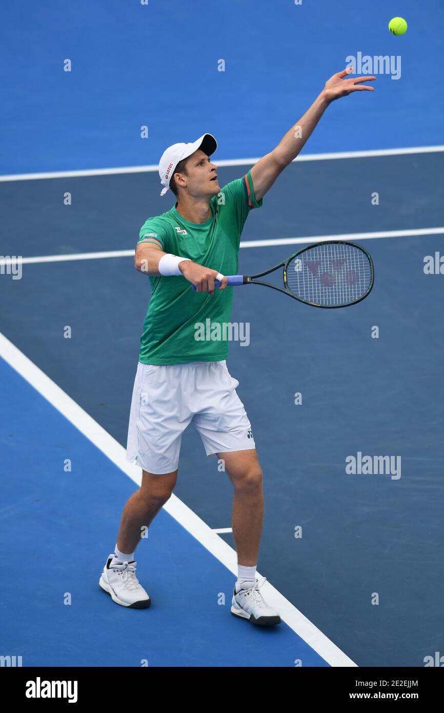 Delray Beach, Florida, USA. 13th Jan, 2021. Hubert Hurkacz of Poland Vs Sebastian Korda during ...