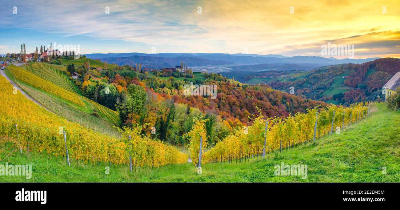 Vineyards in South Styria, known as Austrian Tuscany, a charming region ...