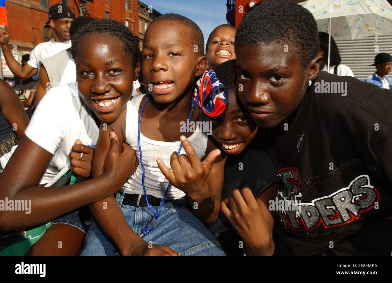 American Day Parade, kids, Harlem, New York. Parade, fete "American Day ...