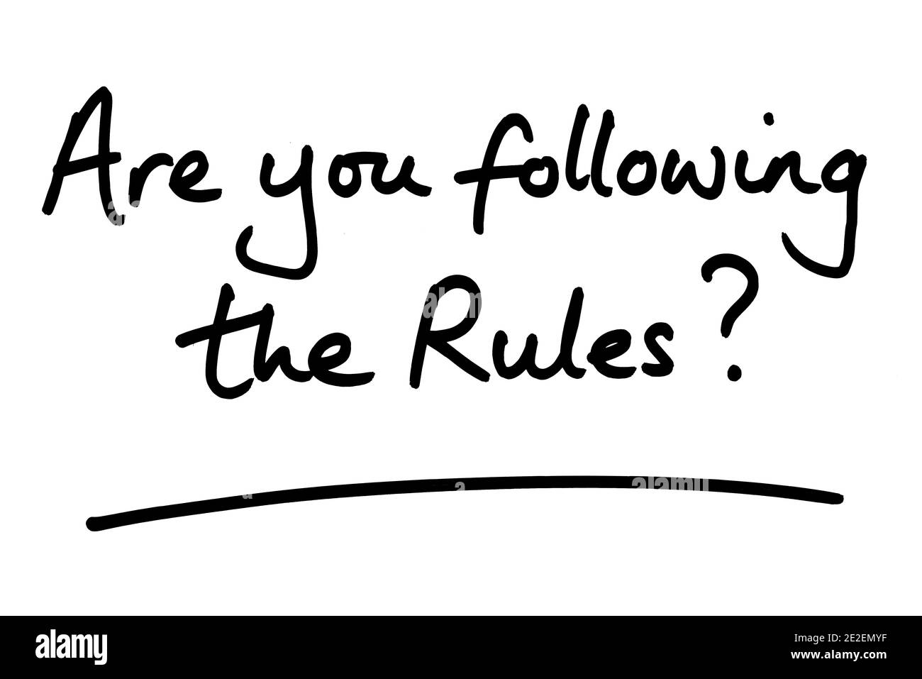 Are you following the Rules? handwritten on a white background Stock ...