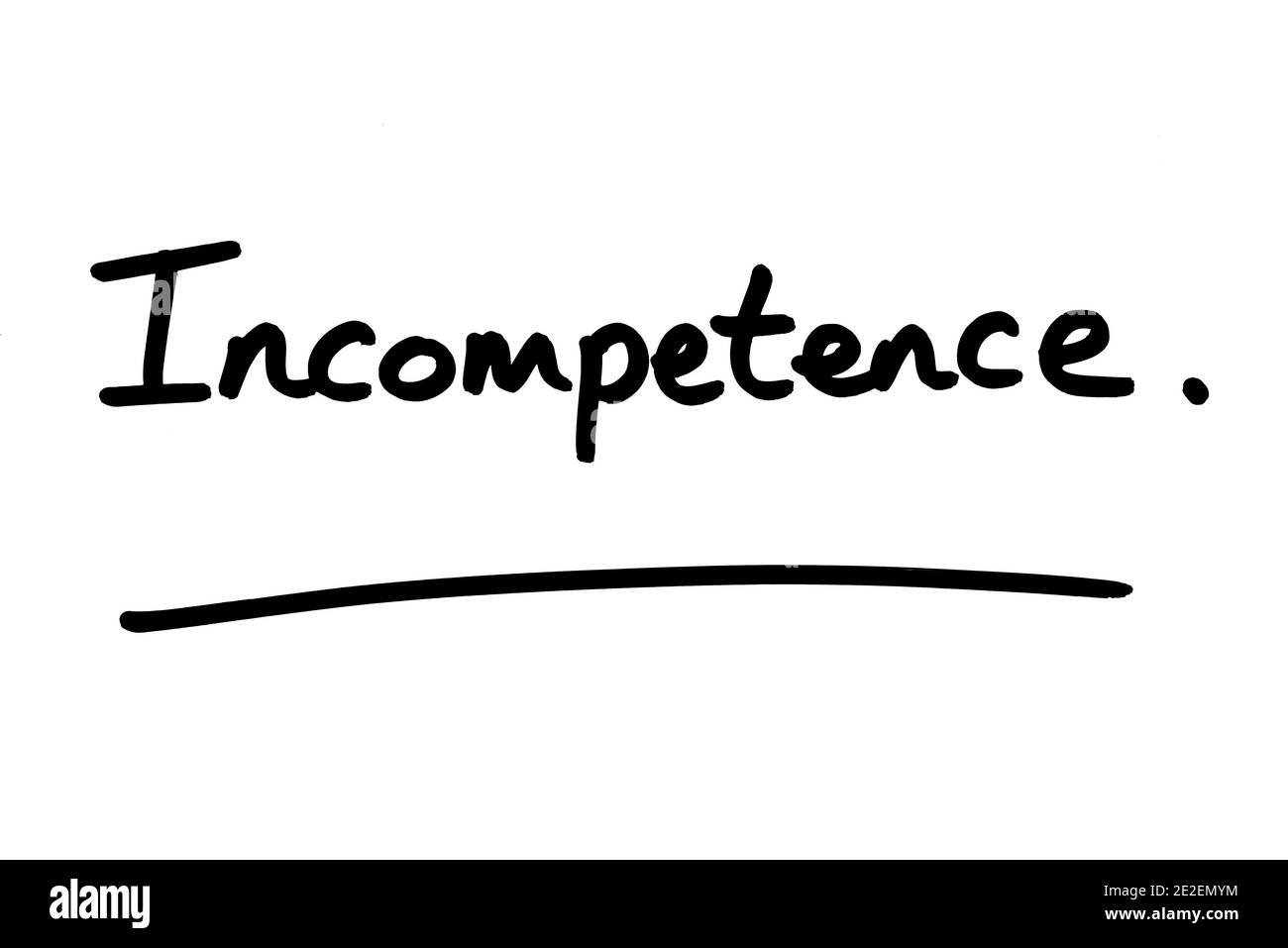 The word Incompetence, handwritten on a white background Stock Photo ...