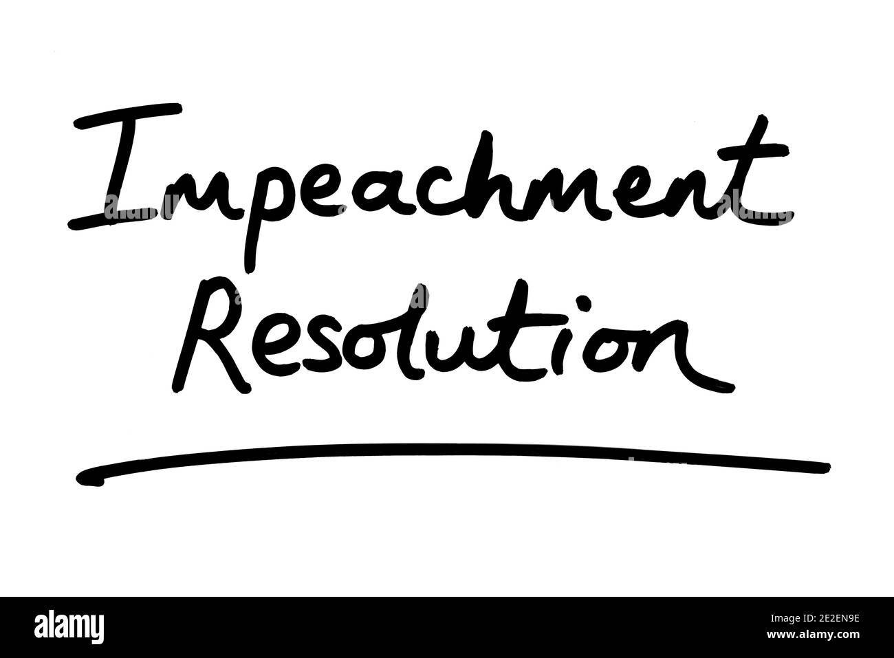 Impeachment Resolution, handwritten on a white background Stock Photo ...
