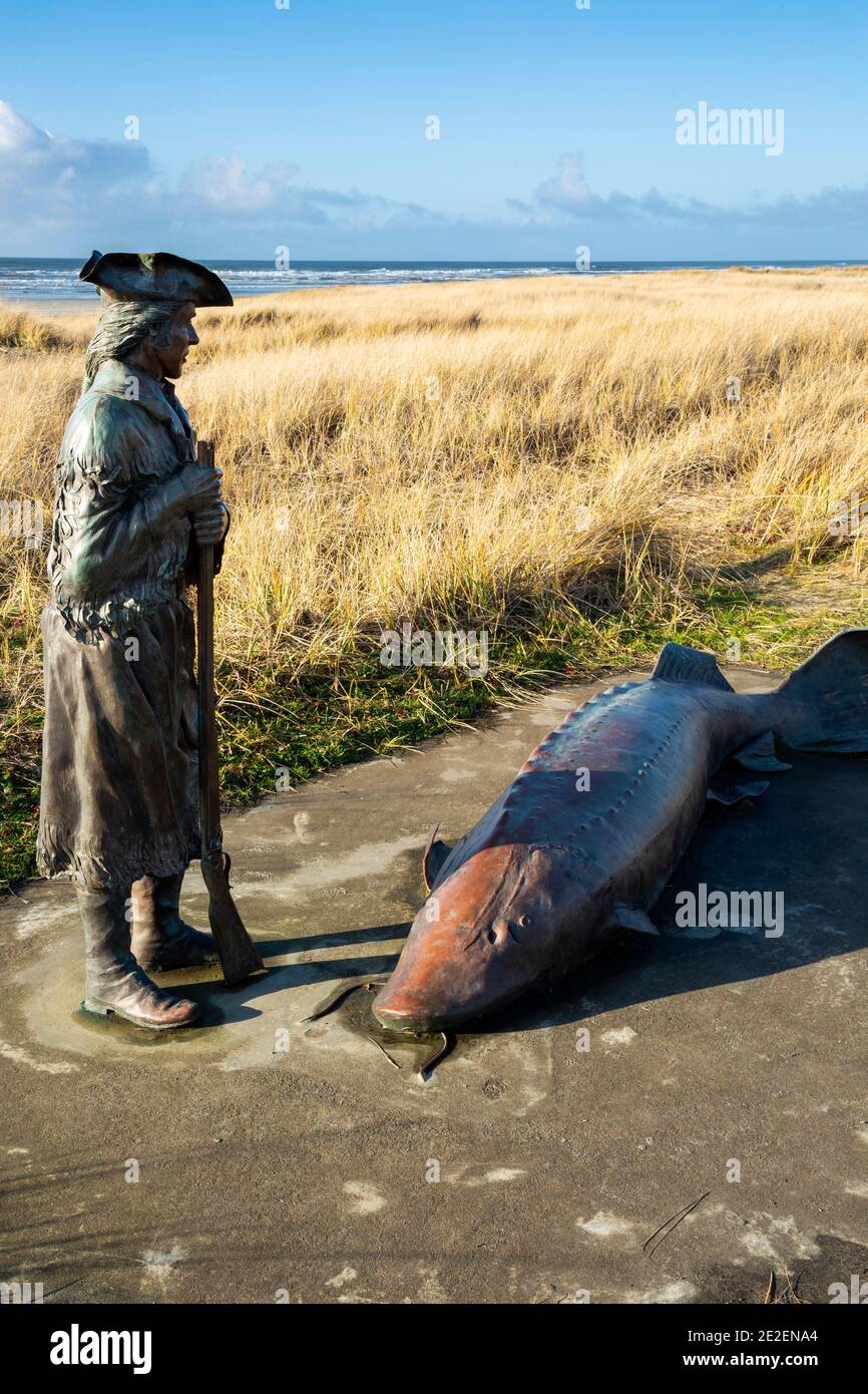 WA19138-00...WASHINGTON - Statue of William Clark viewing a 10 foot ...