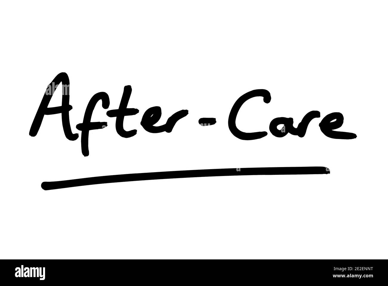 After-Care handwritten on a white background Stock Photo - Alamy
