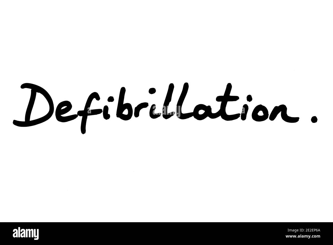 The word Defibrillation, handwritten on a white background Stock Photo ...