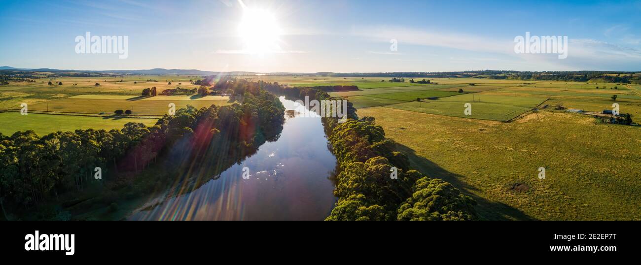 Aerial view of snowy fields at sunrise hi-res stock photography and ...