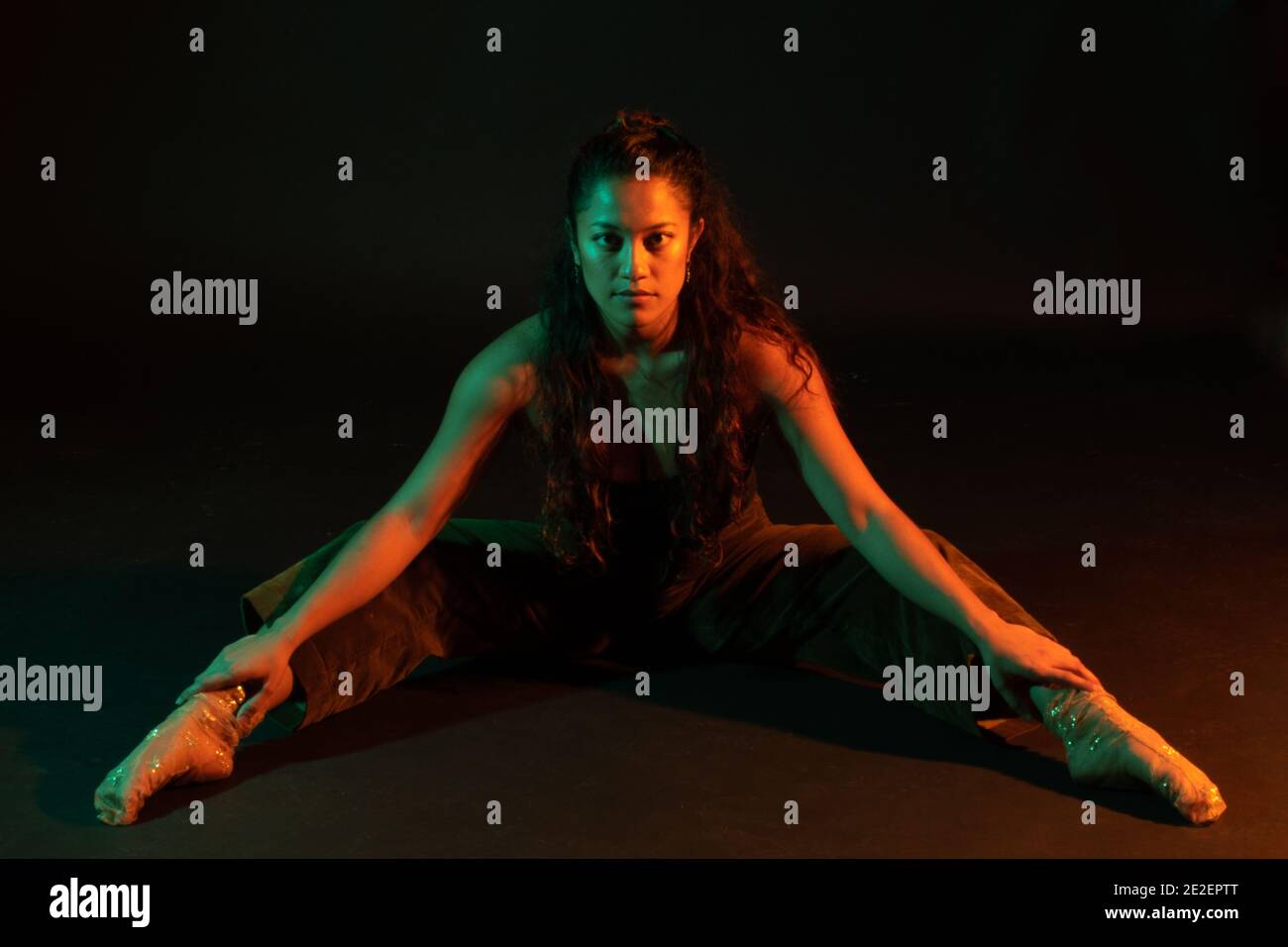 Young and attractive adult female model posed in studio lighting ...