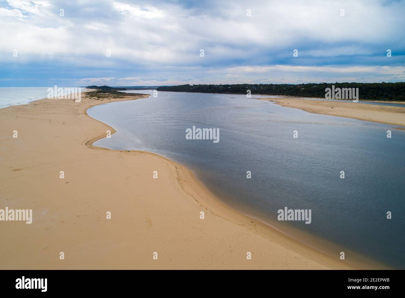 Snowy River estuary in Marlo, Victoria, Australia - aerial view Stock ...