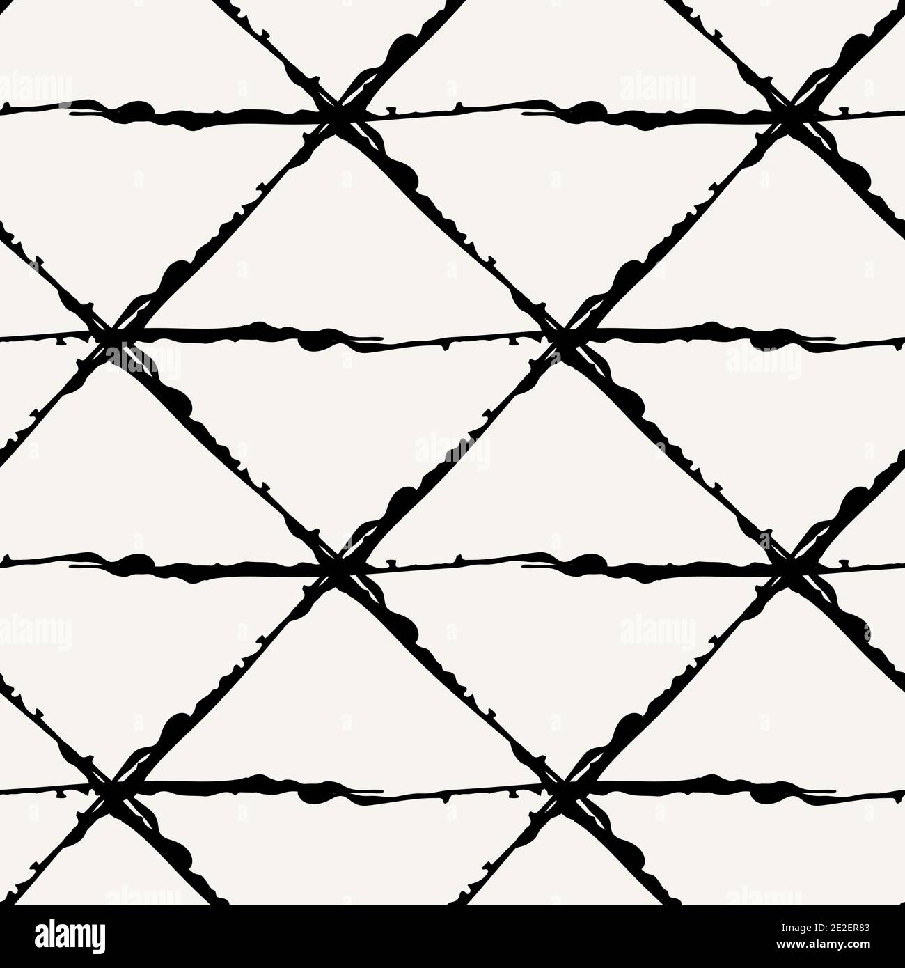 Isometric grunge brush line grid vector seamless pattern background ...
