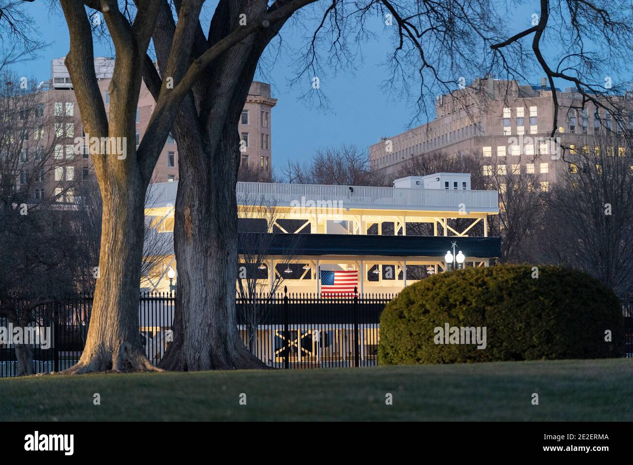 Washington DC, USA. 13th Jan, 2021. An Inauguration parade riser stands ...