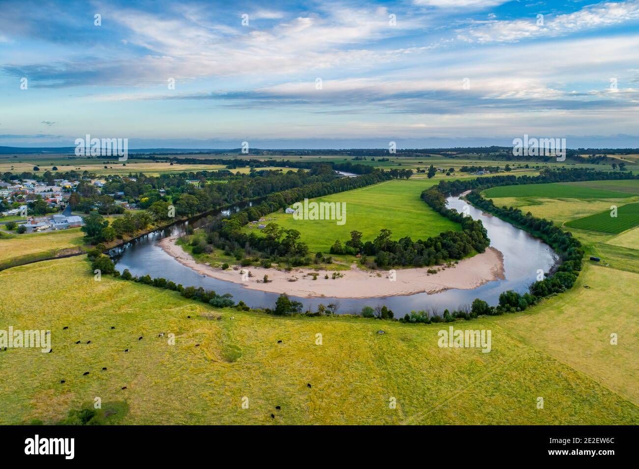 Beautiful Snowy River in Australian outback - aerial landscape Stock ...