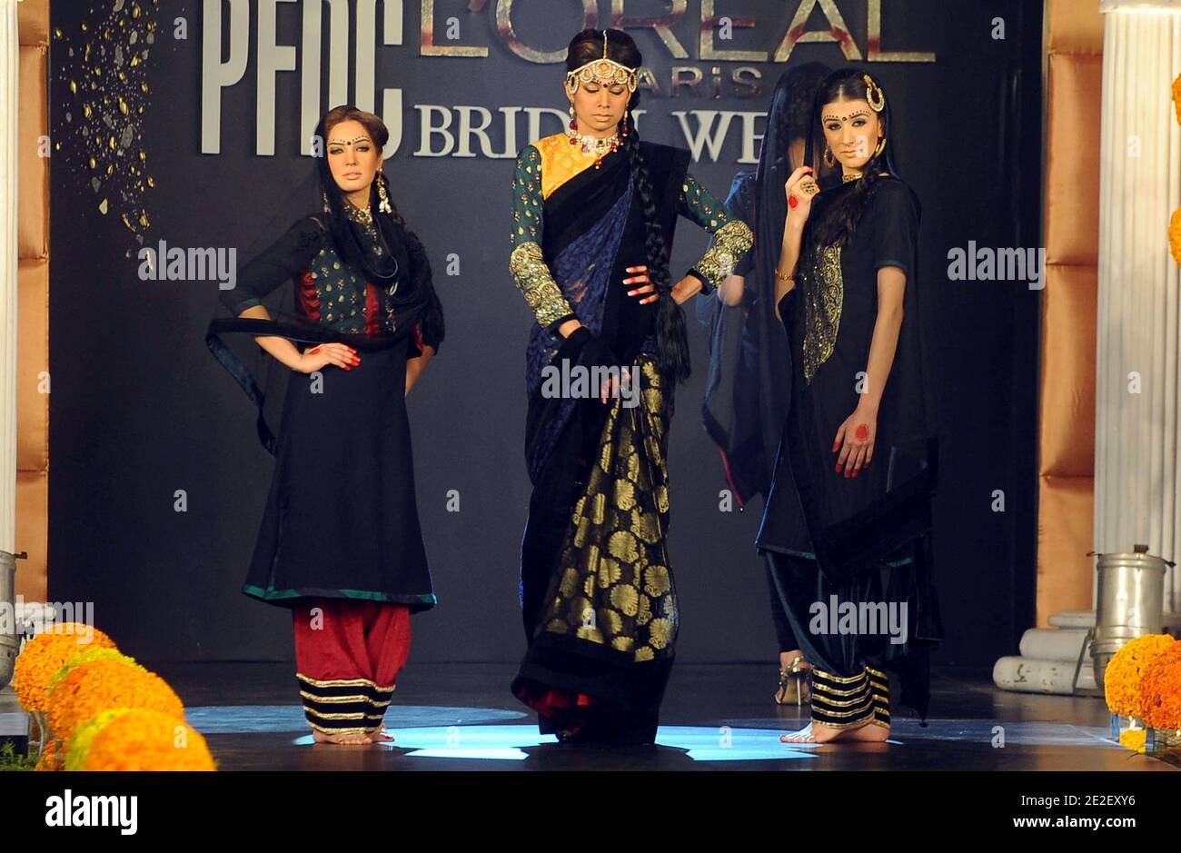 Pakistani models catwalk on ramp during the PFDC Loreal Bridal Week in ...