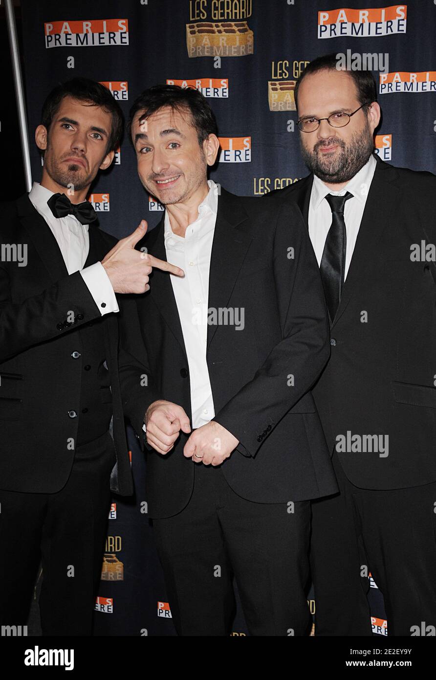 TV presenters Arnaud Demanche, Stephane Rose and Frederic Royer attend ...