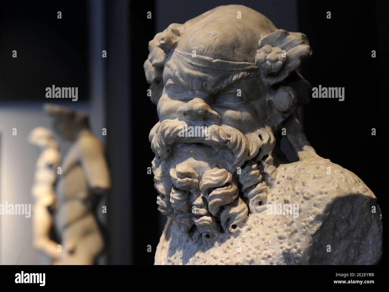 Statue of Papposilenos, the aged Silenus portrayed in caricatural ...