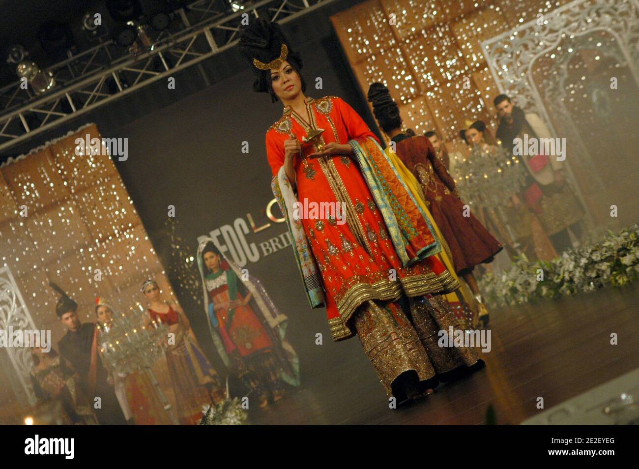Pakistani models catwalk on ramp during the PFDC Loreal paris Bridal ...