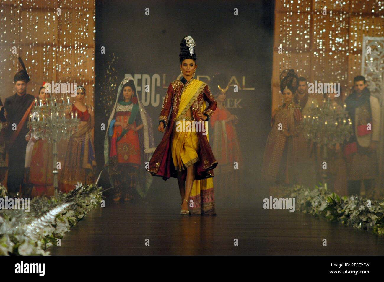 Pakistani models catwalk on ramp during the PFDC Loreal paris Bridal ...