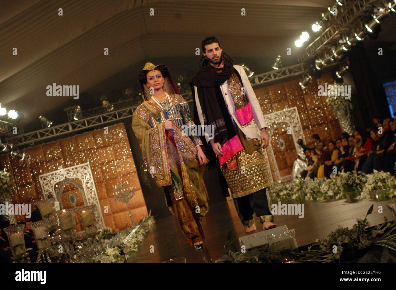Pakistani models catwalk on ramp during the PFDC Loreal paris Bridal ...