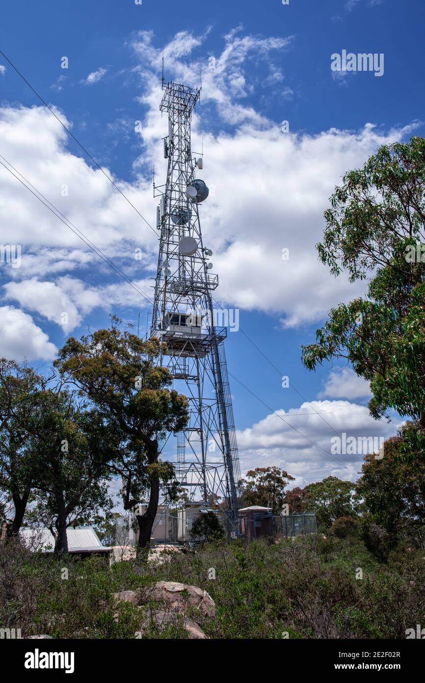 Ben Nevis fire lookout tower and tall aerial at Mount Cole, Australia ...
