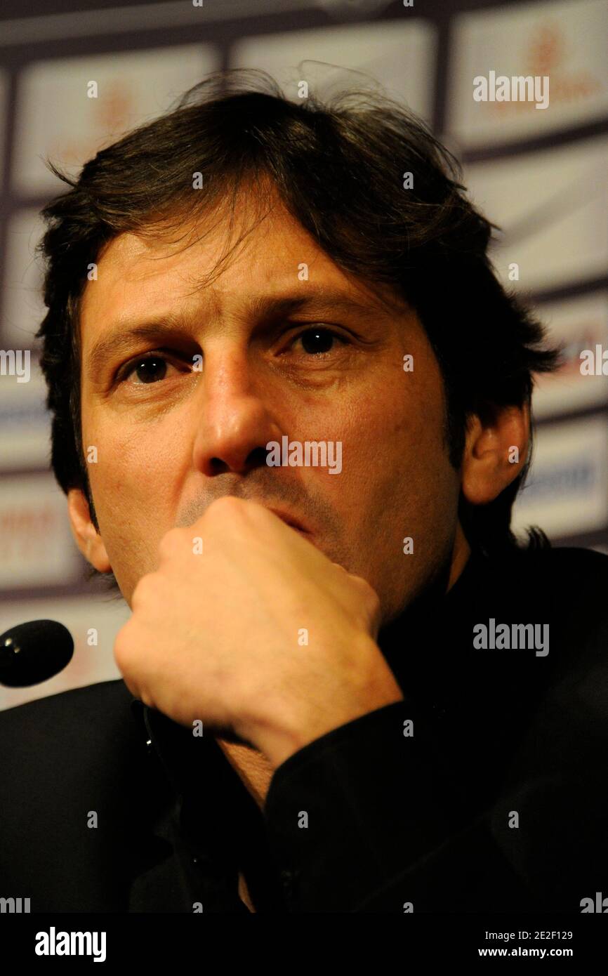 PSG's Manager Leonardo introducing the new coach Carlo Ancelotti during ...