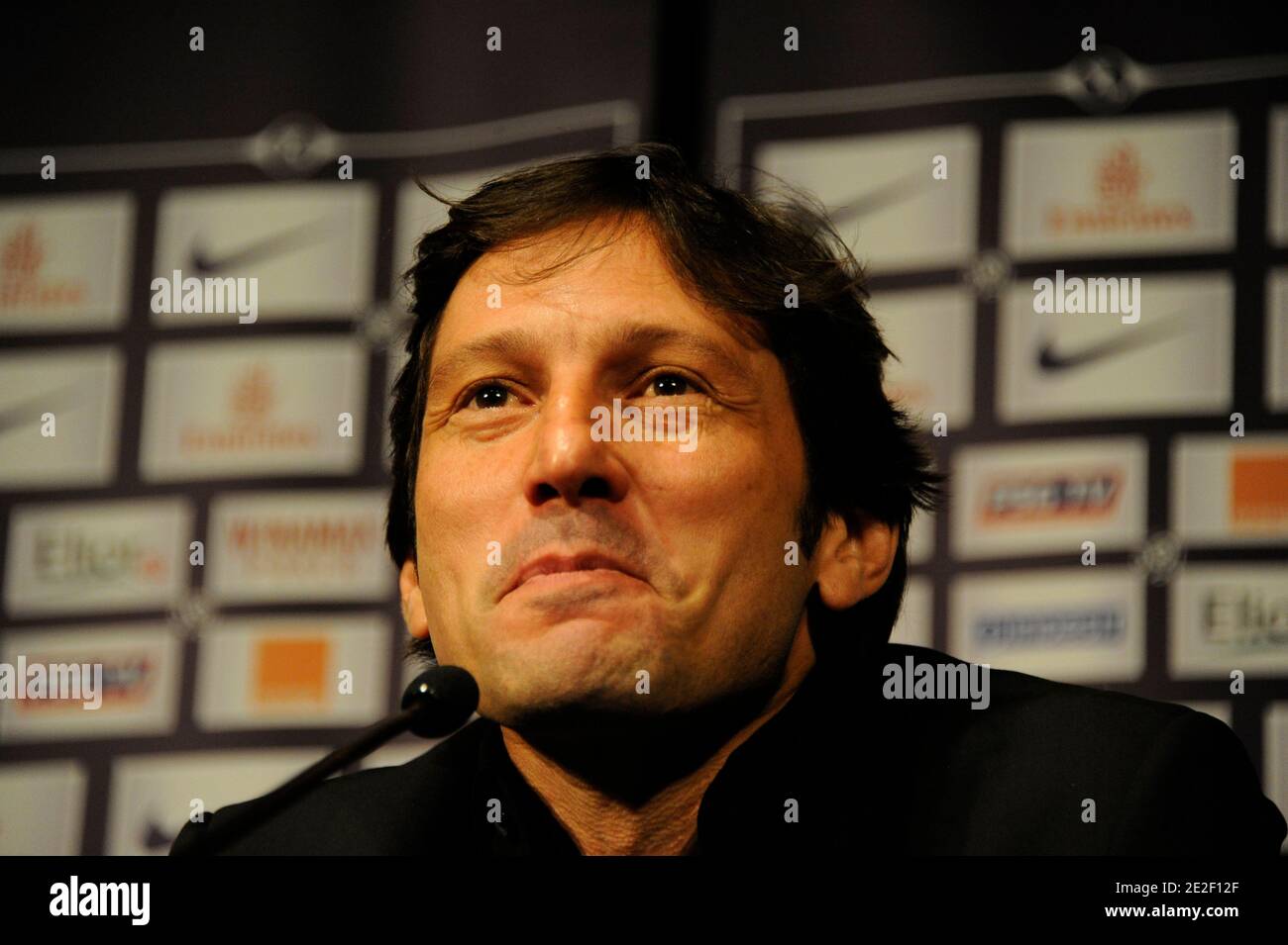 PSG's Manager Leonardo introducing the new coach Carlo Ancelotti during ...