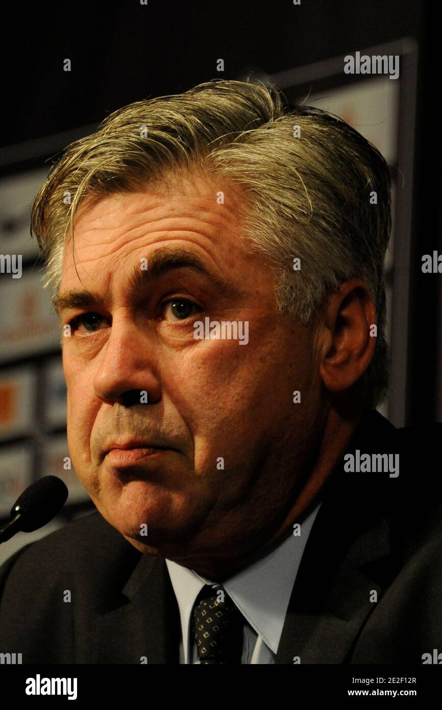 PSG's Manager Leonardo introducing the new coach Carlo Ancelotti during ...