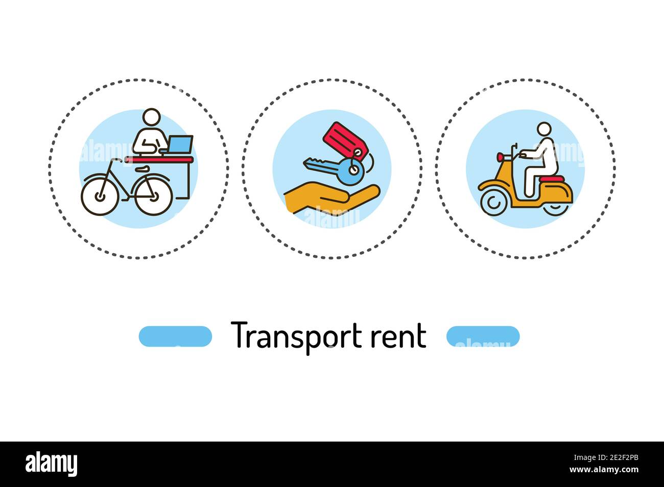 Transport rent outline concept. line color icons. Pictograms for web ...