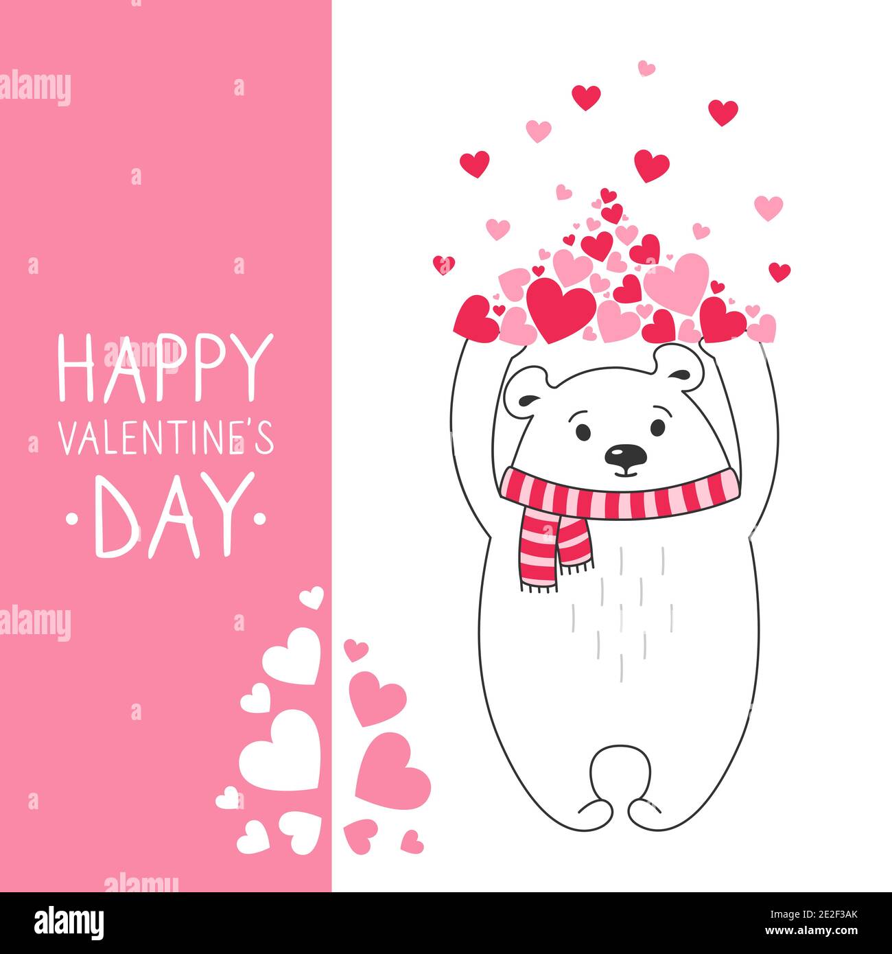 Happy valentines Day greeting card, polar bear with mountain of love ...