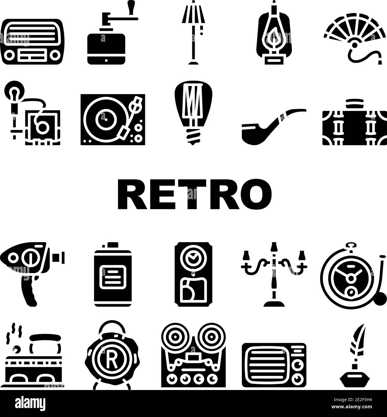 Retro Stuff Devices Collection Icons Set Vector Stock Vector Image ...