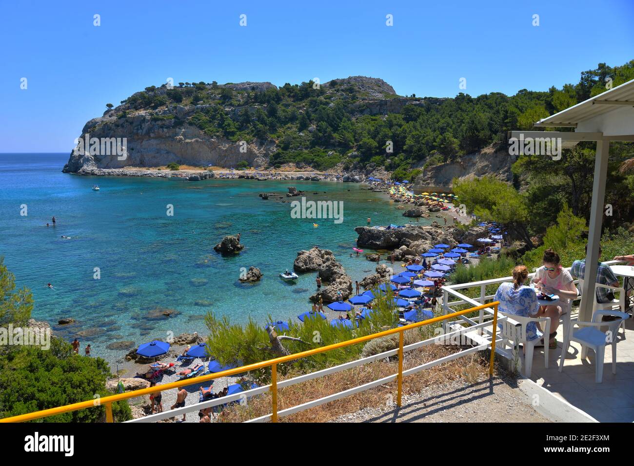 High angle shot of a resort overlooking the beach and the beautiful ...