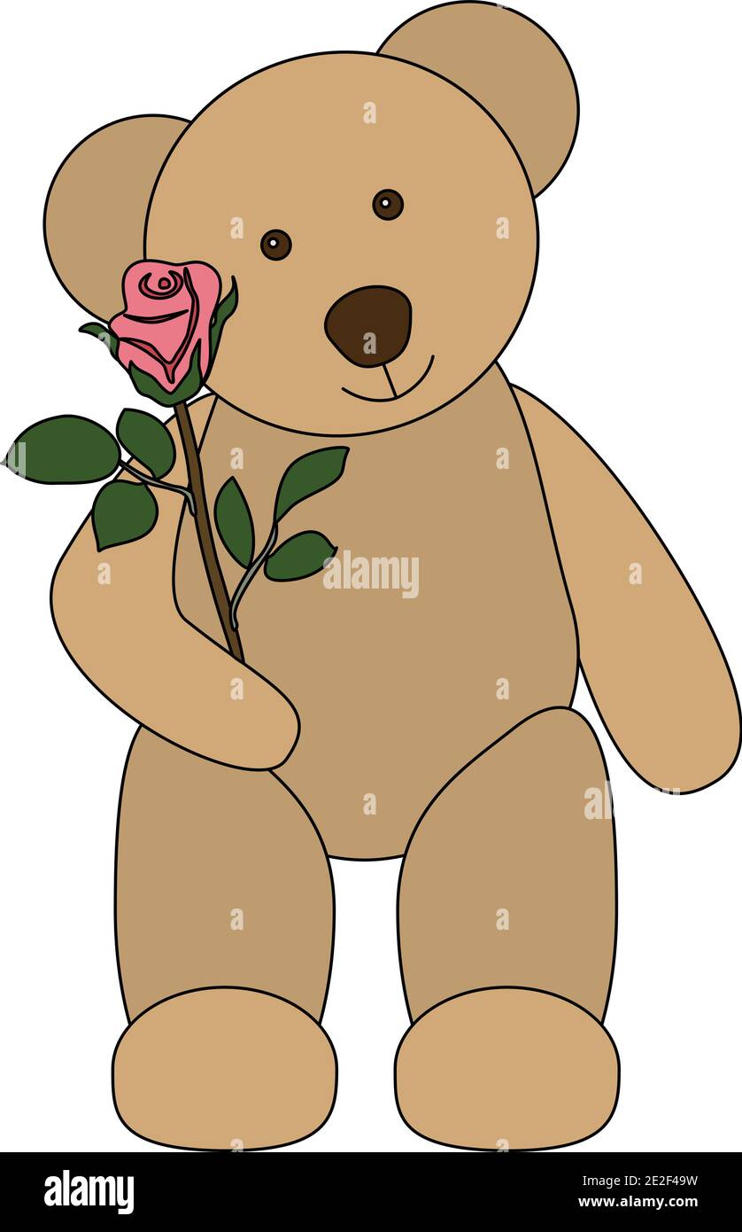 Teddy bear with rose Stock Vector Images - Alamy
