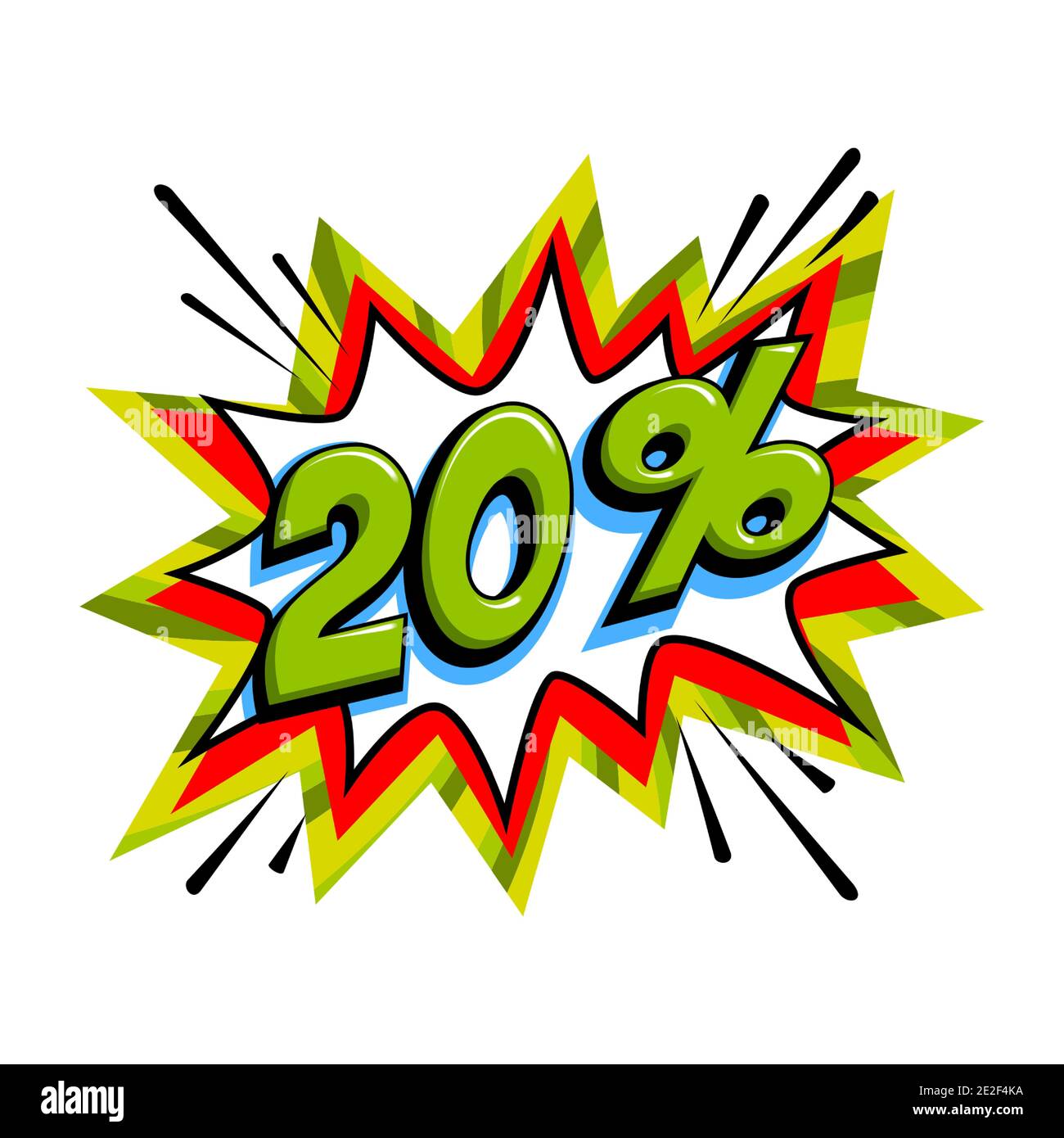 20 off sale. Comic green sale bang balloon - Pop art style discount ...