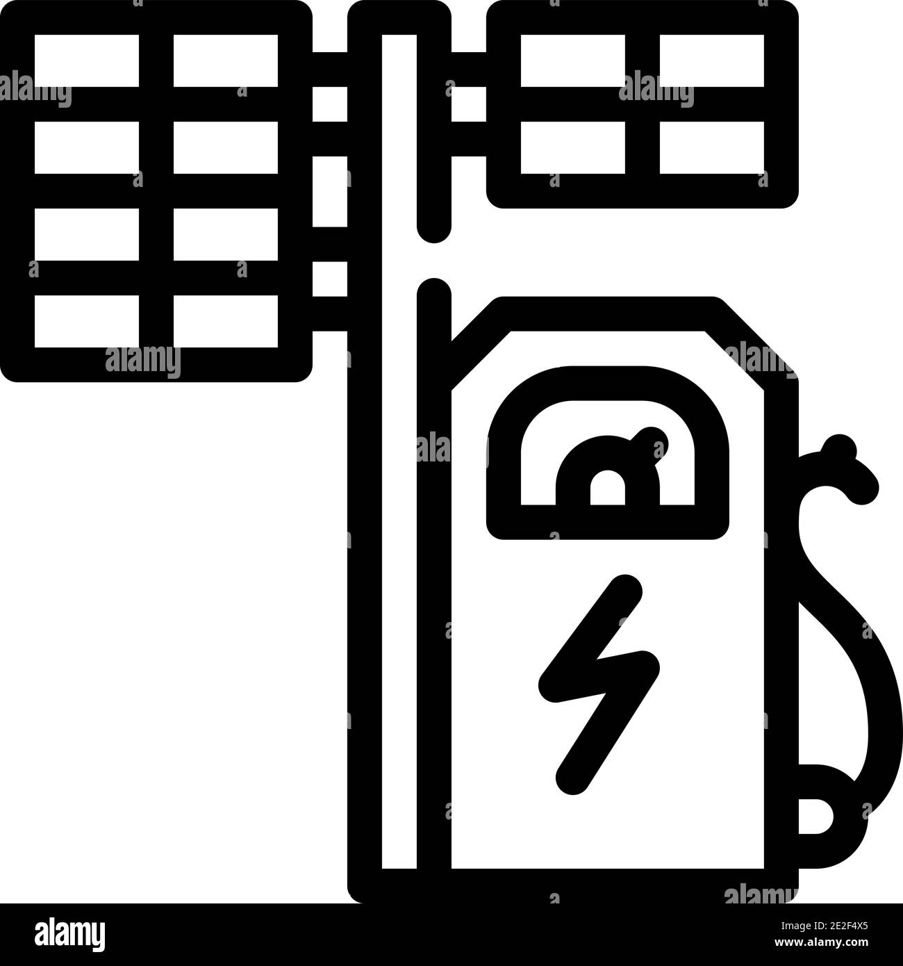 electrical charging station with solar panel line icon vector ...