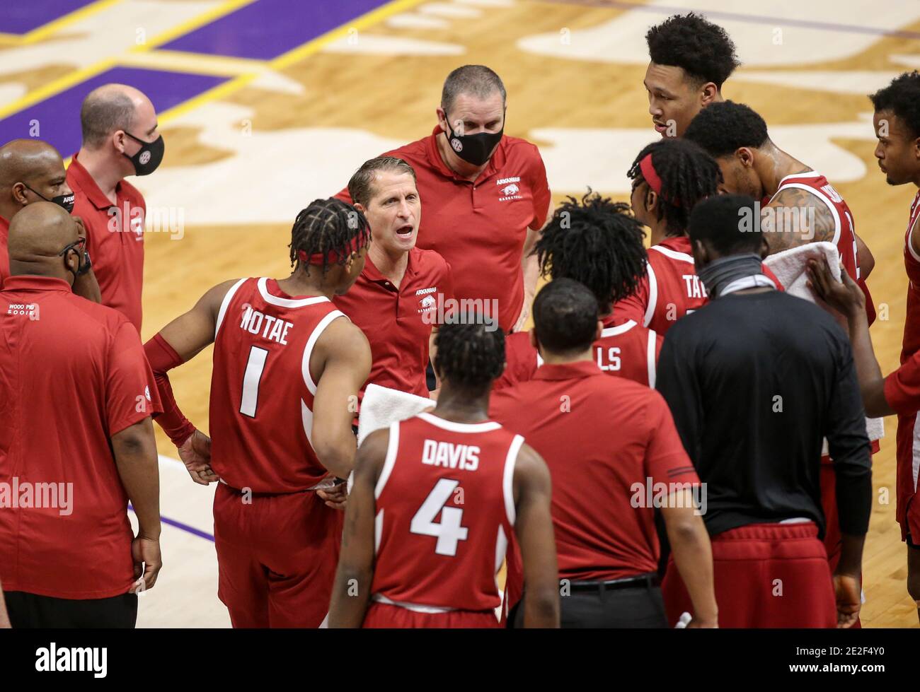 Baton Rouge, LA, USA. 13th Jan, 2021. Arkansas Head Coach Eric ...