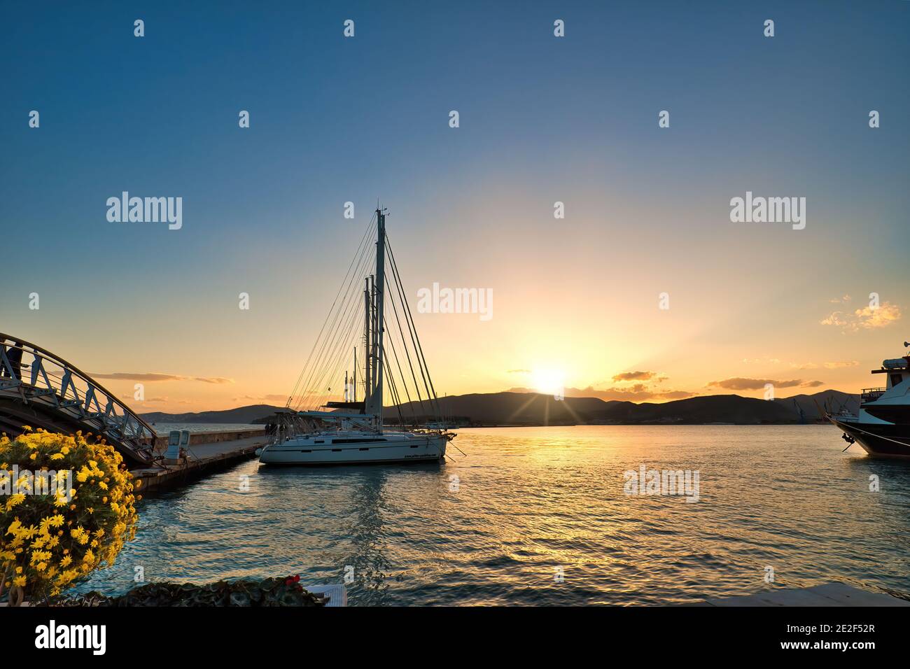 Wonderful sunset in the port of Volos, Greece Stock Photo - Alamy