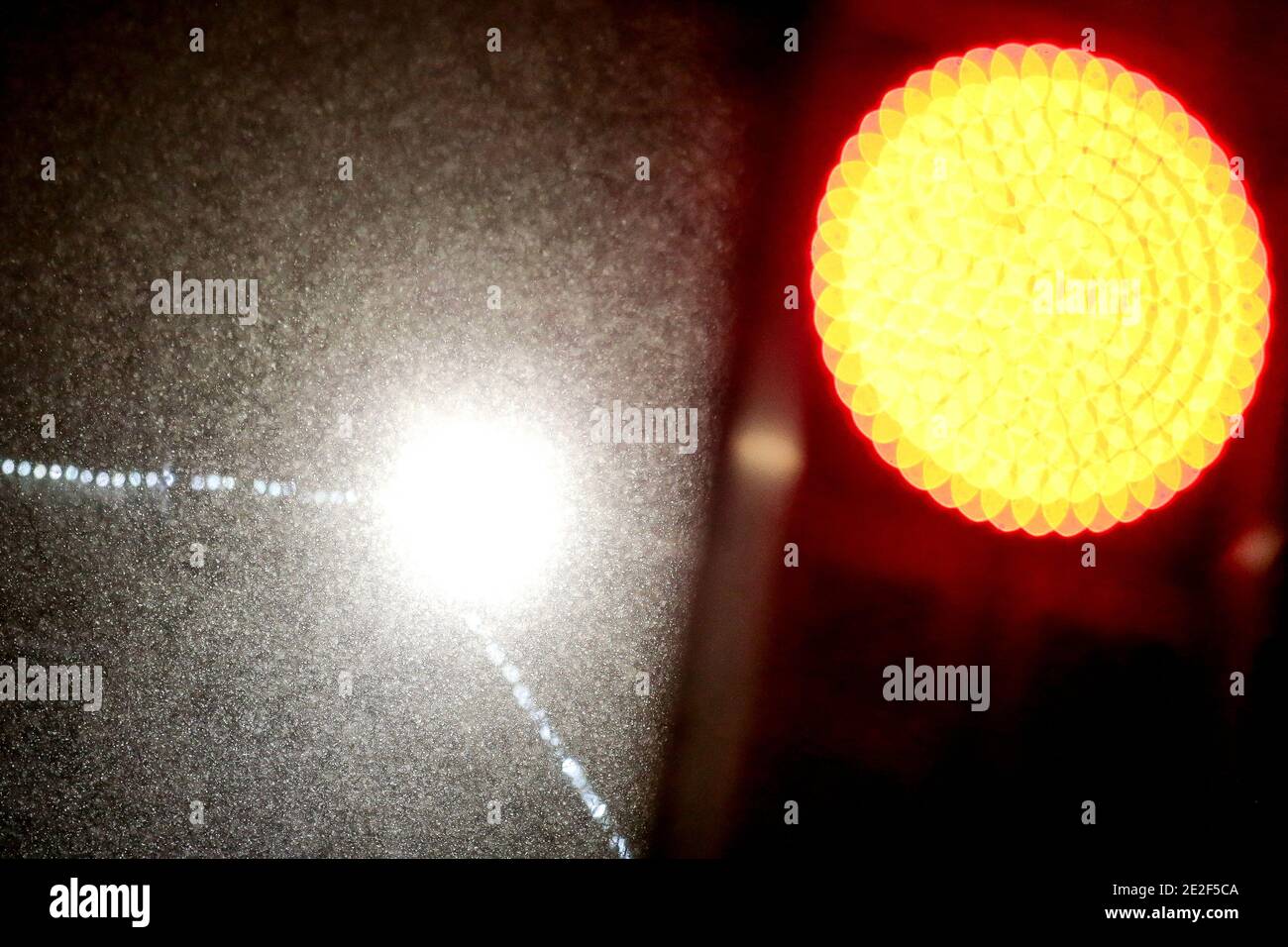 Heavy snowfall in Moscow, Russia. Car in traffic heacy snowfall Stock ...